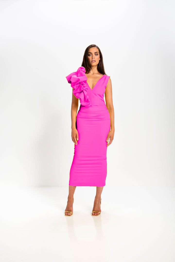 Kevan Jon - Bobbie Plunge - Bright Pink – Nigel Rayment Boutique