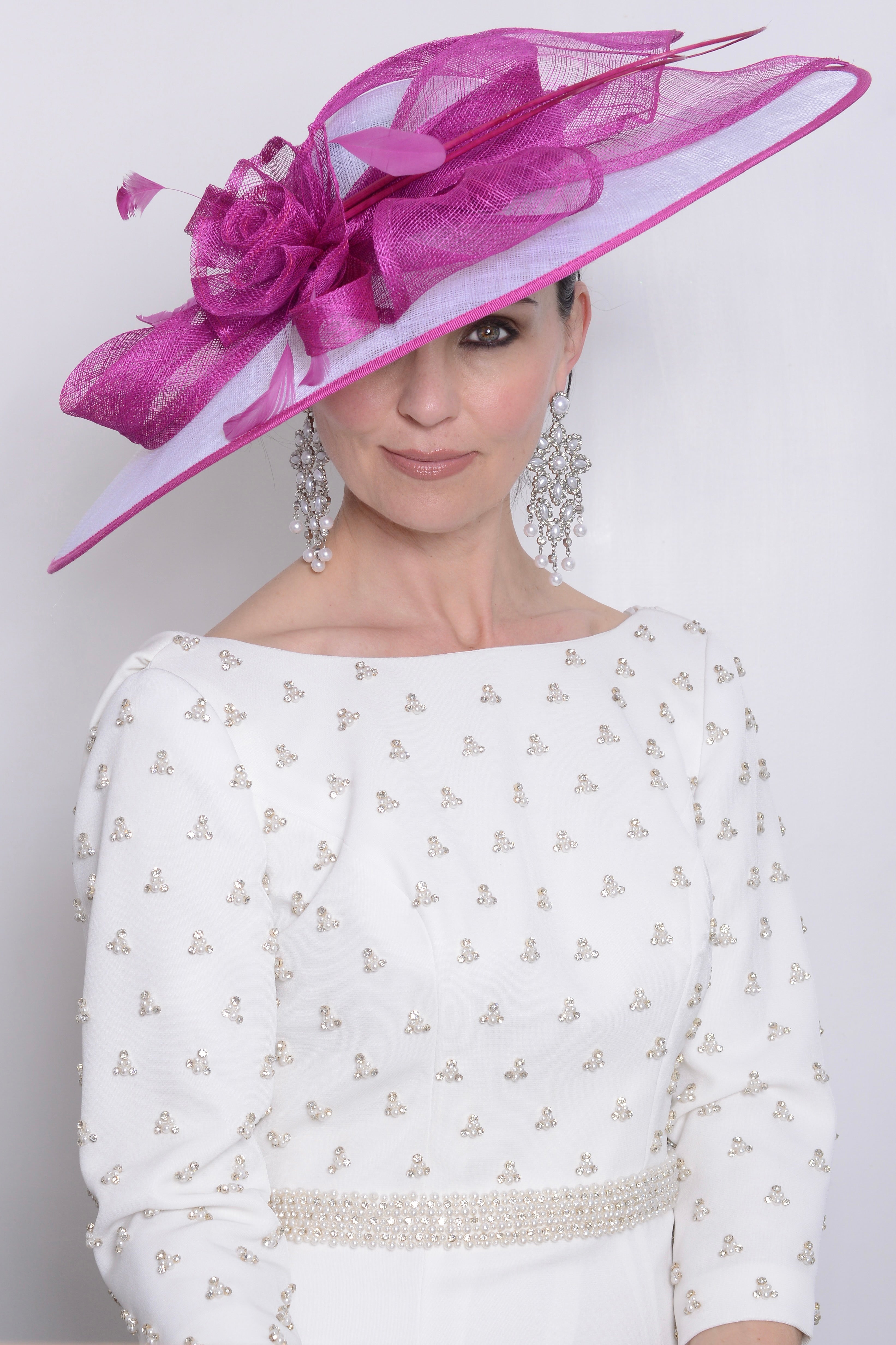 The Niche Collection Hatinator Style 20089 Ivory / Magenta Wedding Hat ...