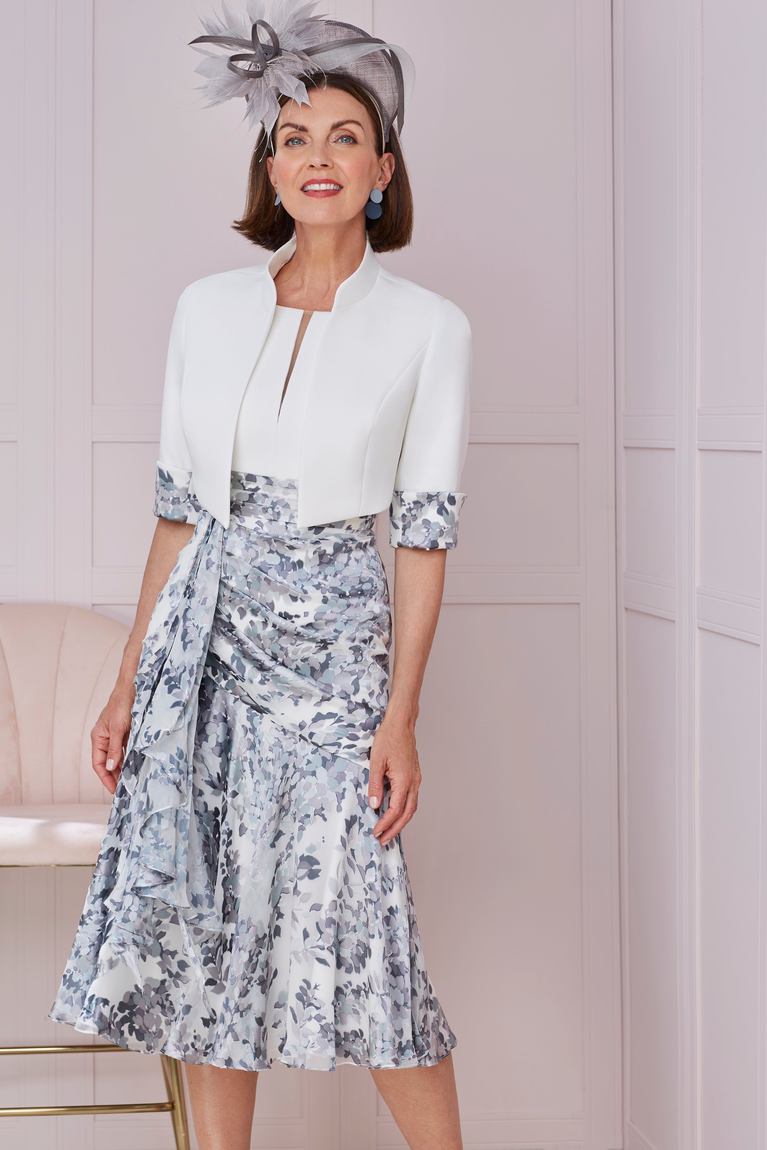 John Charles 29021A Silver/Ivory Dress – Nigel Rayment Boutique